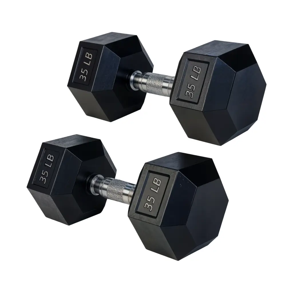 35 LB Rubber Hex Dumbbells - McAllen Fitness Warehouse